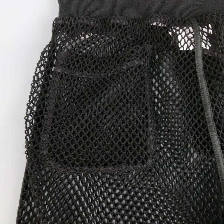 Men's MOSCHINO COUTURE Size 30 Black Fishnet Mesh Drawstring Shorts at ...