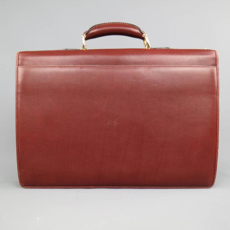 Men's BIANCHI e NARDI Cherry Brown and Gold Leather Briefcase Bag ...