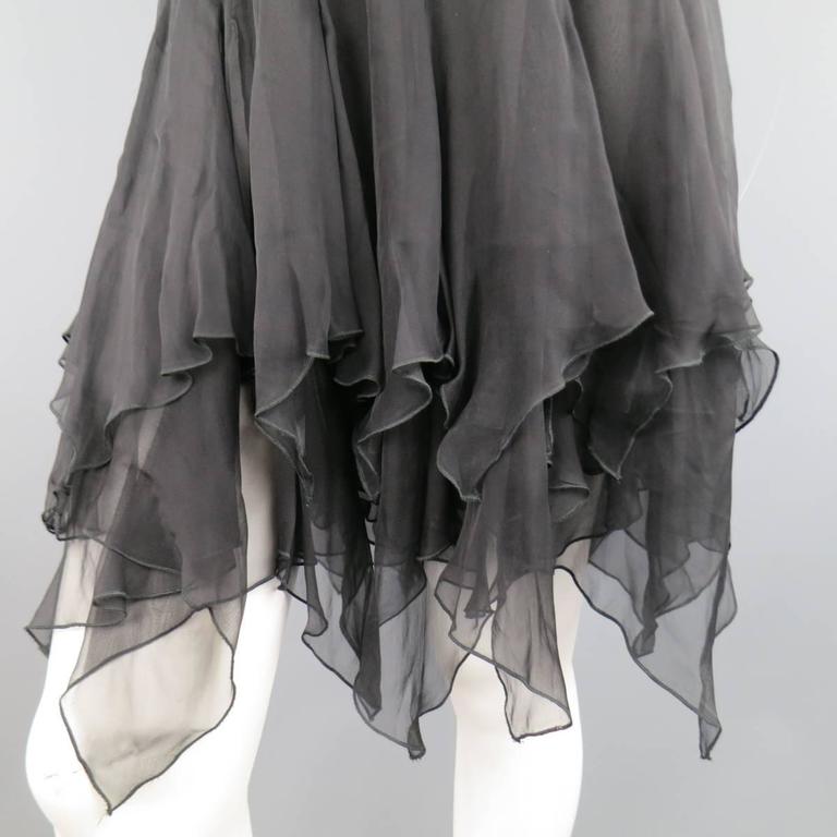 VIntage VALENTINO Size 6 Sheer Black Silk Chiffon Ruffle Skirt at ...