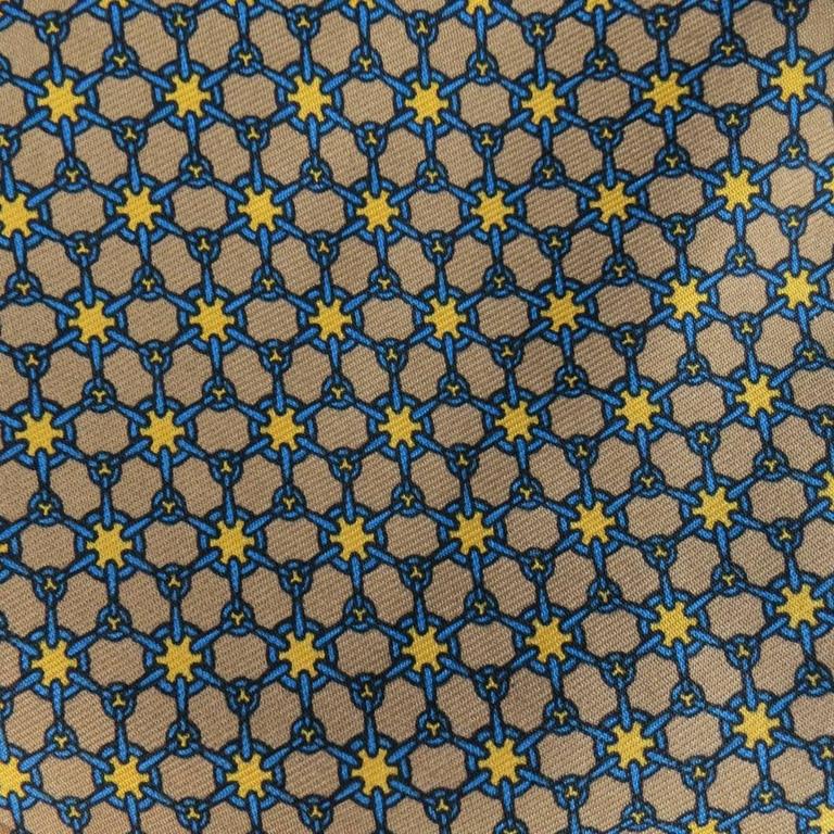 Vintage HERMES Taupe and Navy Interlock Star Pattern Silk Ascot at ...
