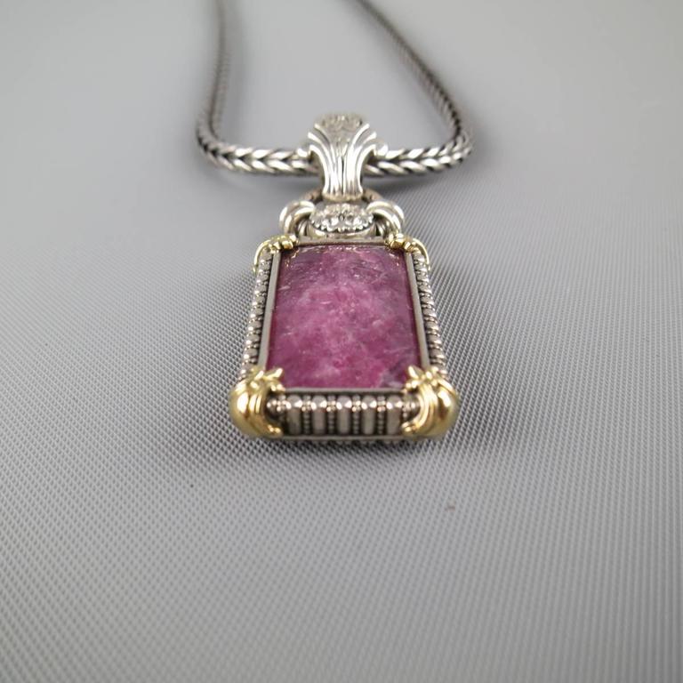 KONSTANTINO Sterling Silver Braided Chain 14k Gold Ruby Quartz Necklace ...