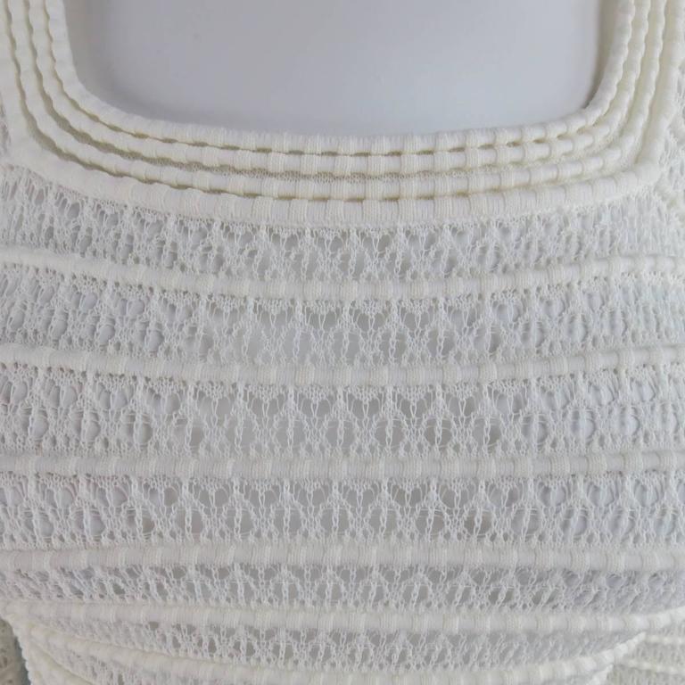 ALAIA Size M Cream Mesh Knit Scoop Neck Ruffle Skirt Set For Sale at ...