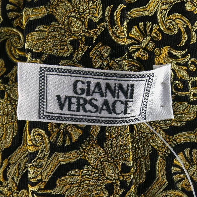 GIANNI VERSACE Gold and Black Eagle Brocade Print Silk Tie at 1stDibs ...