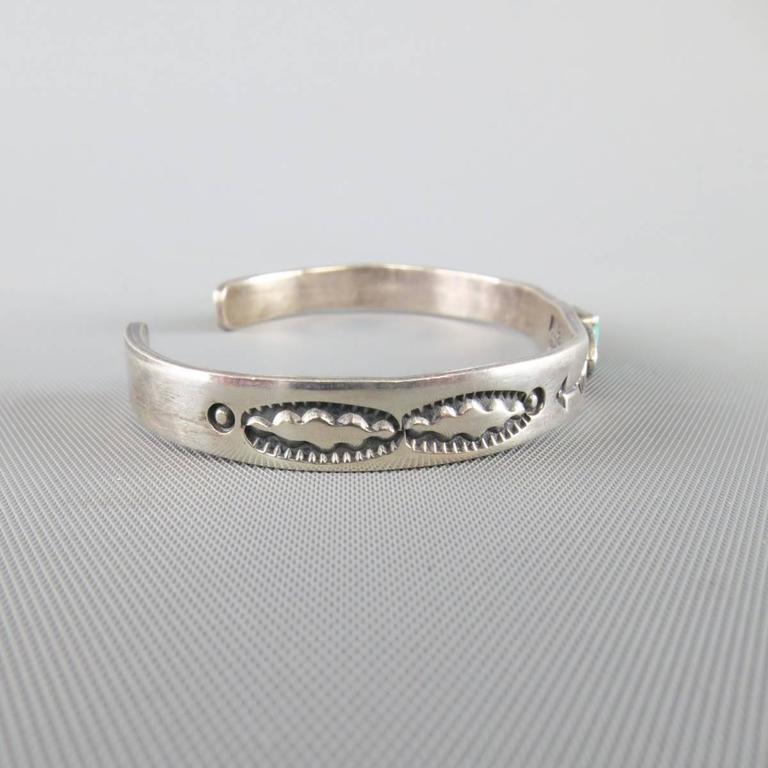 ALBERT JAKE Bracelet Sterling Silver Jewelry Western Engraved Turquoise ...