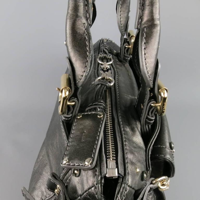 CHLOE Shoulder Bag - Charcoal Leather Paddington Capsule PadLock Chain ...