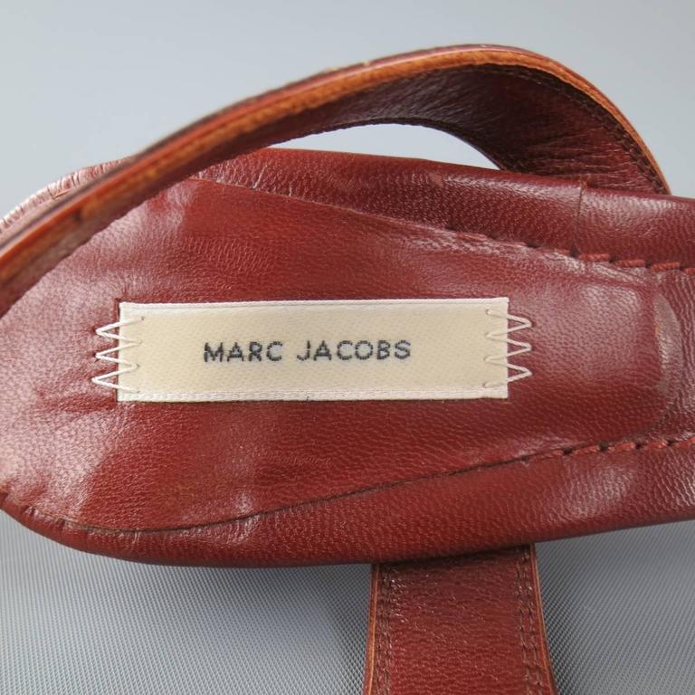 MARC JACOBS Size 7 Brown Leather Strappy Diamond Heel Sandals at 1stDibs