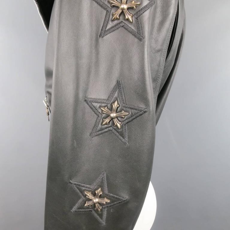 CHROME HEARTS Black Leather Sterling Sliver Sward and Star Hardware ...