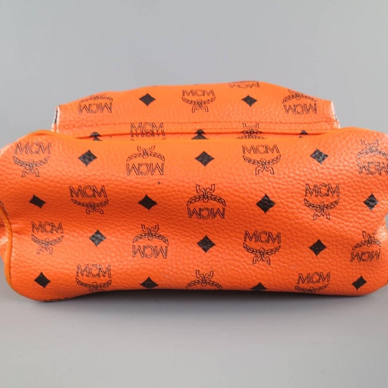 MCM Orange Monogram Coated Canvas Studded Backpack at 1stDibs | orange ...