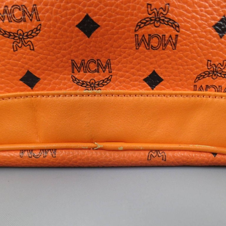 MCM Orange Monogram Coated Canvas Studded Backpack at 1stDibs | orange ...