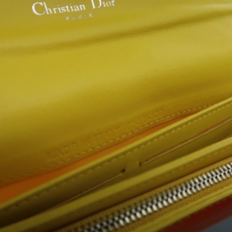 CHRISTIAN DIOR Yellow and Orange Gradient Leather Silver Charm Wallet ...
