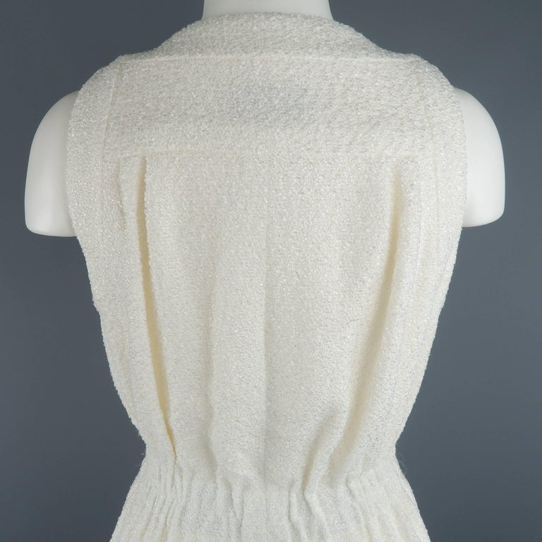 Chanel Size 2 Off White Boucle Textured Flower Button Short Romper at ...