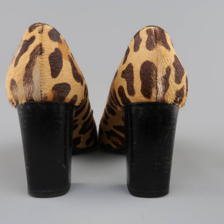 PRADA Size 7 Leopard Pony Hair Chunky Heel Bow Pumps at 1stDibs ...