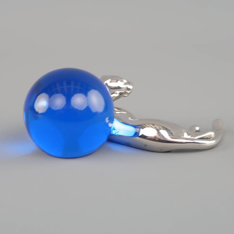 CARTIER Sterling Silver Panthere and Blue Crystal Ball Paperweight at ...