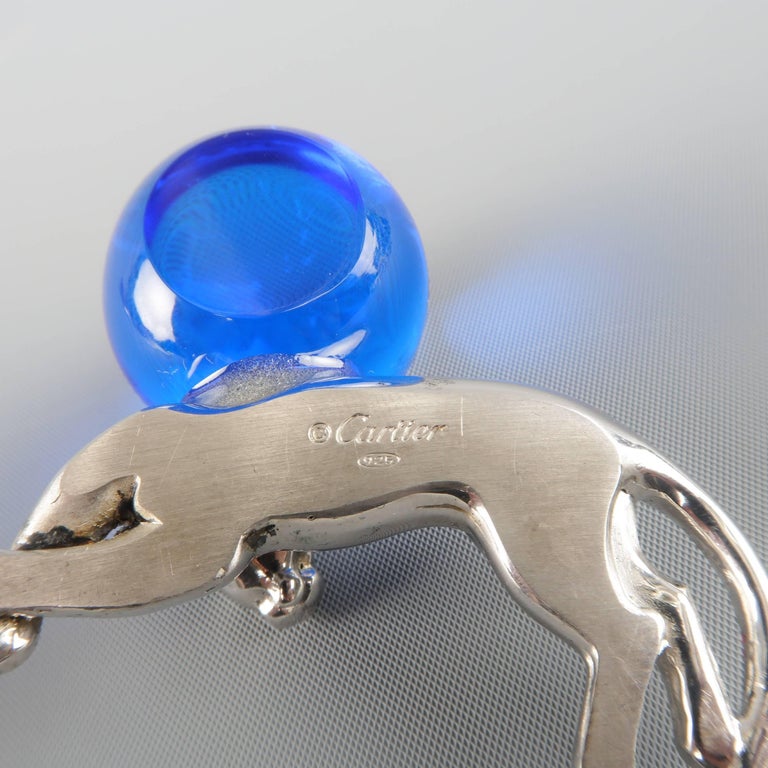 CARTIER Sterling Silver Panthere and Blue Crystal Ball Paperweight at ...