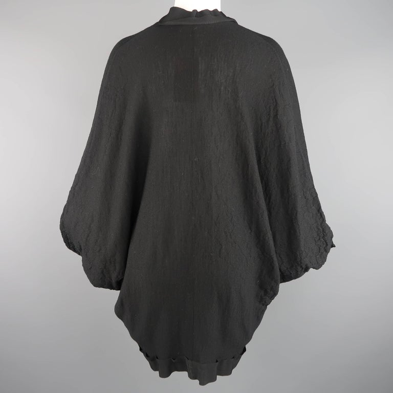 LANVIN Size M Black Textured Jersey Knit Batwing Cardigan at 1stDibs ...