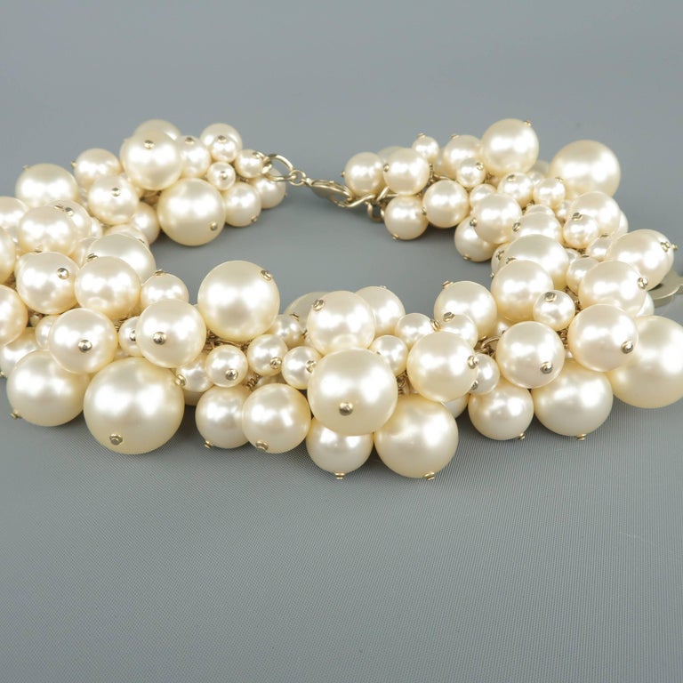 Chanel Runway Cream Light Gold Pearl Cluster Chain Necklace, Spring ...