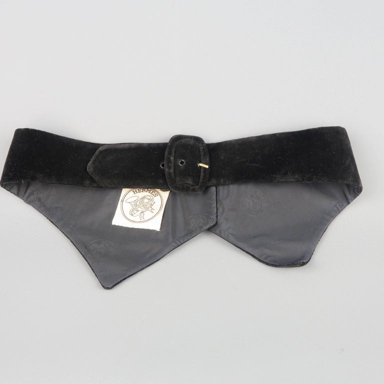 Hermes Vintage Black Velvet Gold Horn Button Tuxedo Belt at 1stDibs ...