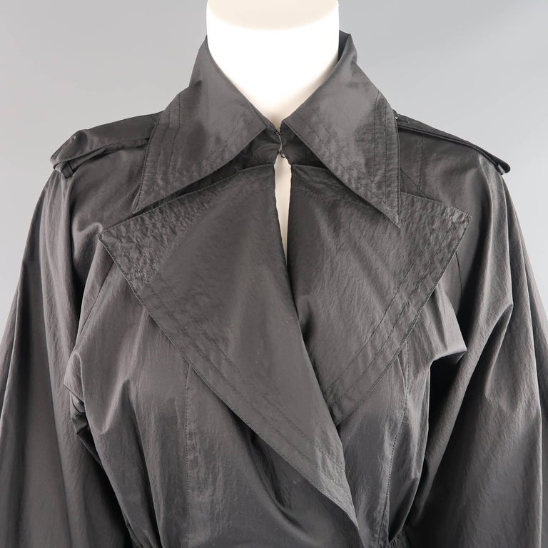 Chanel Black Size 6 Double Breasted Balloon Sleeve Windbreaker Jacket ...