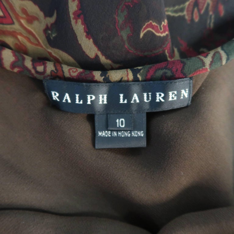 RALPH LAUREN Size 10 Brown and Red Paisley and Plaid Silk Layered ...