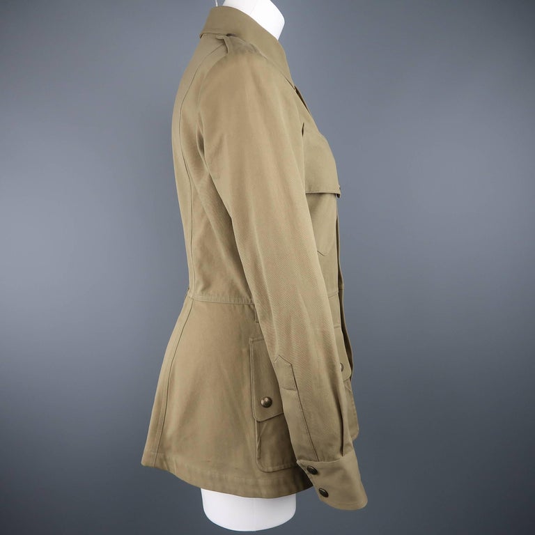 Ralph Lauren Olive Cotton Canvas Hidden Placket Collared Safari Jacket ...