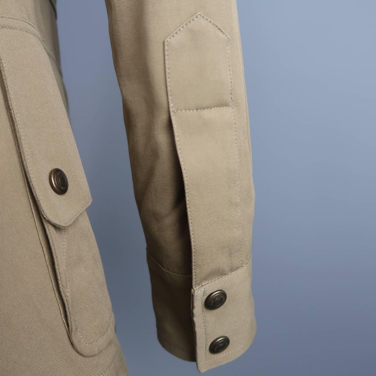 Ralph Lauren Olive Cotton Canvas Hidden Placket Collared Safari Jacket ...