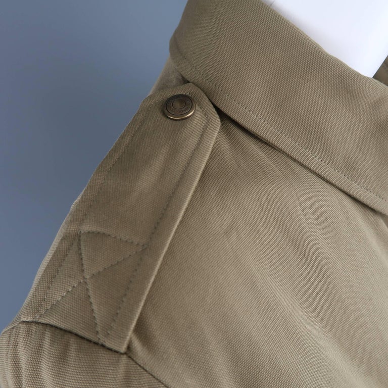 Ralph Lauren Olive Cotton Canvas Hidden Placket Collared Safari Jacket ...