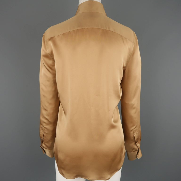 RALPH LAUREN Collection Size 8 Copper Silk Pointed Collar Blouse at ...
