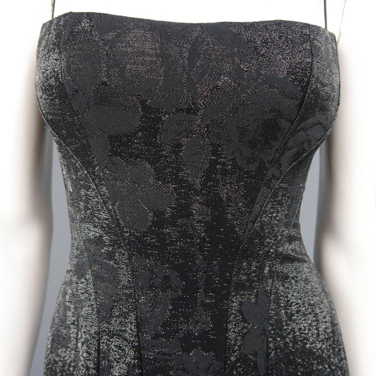 PETER SORONEN Size 6 Black Floral Jacquard Lurex Corset Gown at 1stDibs ...