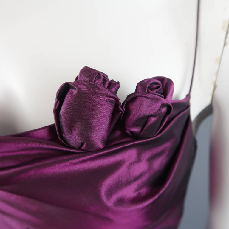 RICHARD TYLER Dress - Gown - Purple Silk Taffeta Gathered Rosette at ...