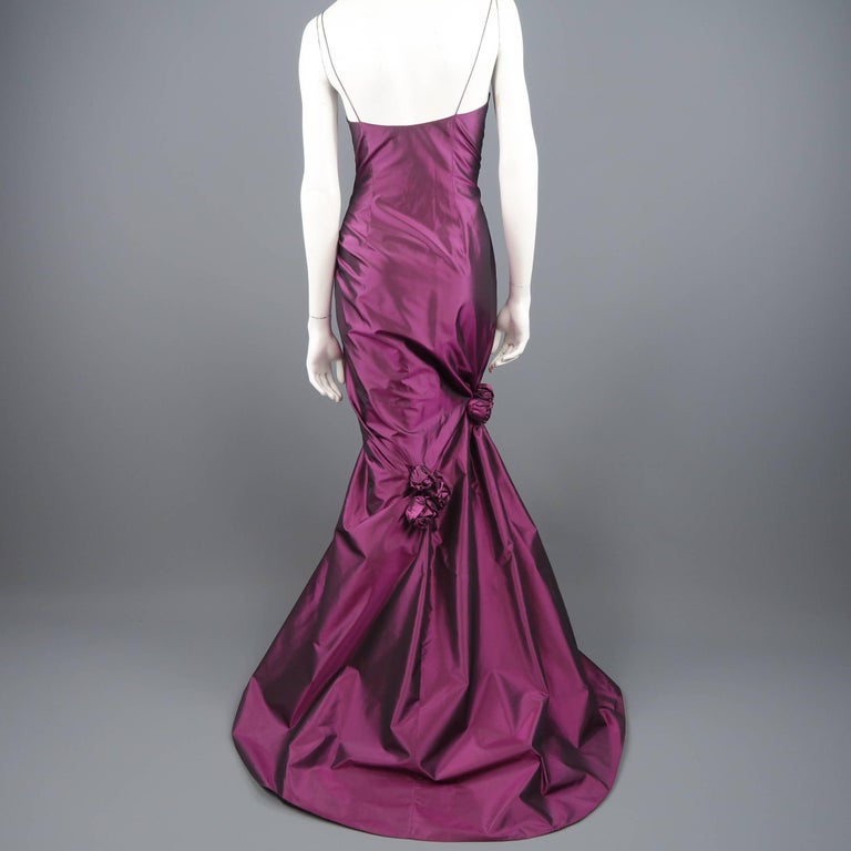 RICHARD TYLER Dress - Gown - Purple Silk Taffeta Gathered Rosette at ...