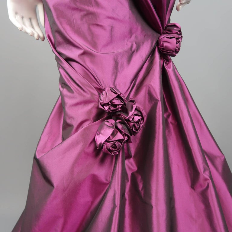RICHARD TYLER Dress - Gown - Purple Silk Taffeta Gathered Rosette at ...