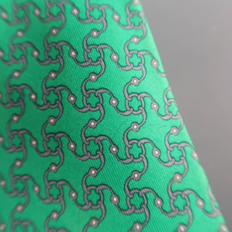 Men's HERMES Green and Grey Interlock Pattern Silk Tie at 1stDibs ...