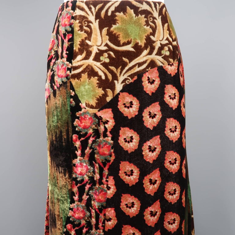 Oscar de la Renta Quilted Floral Paisley Velvet Fox Fur Trim Ensemble ...