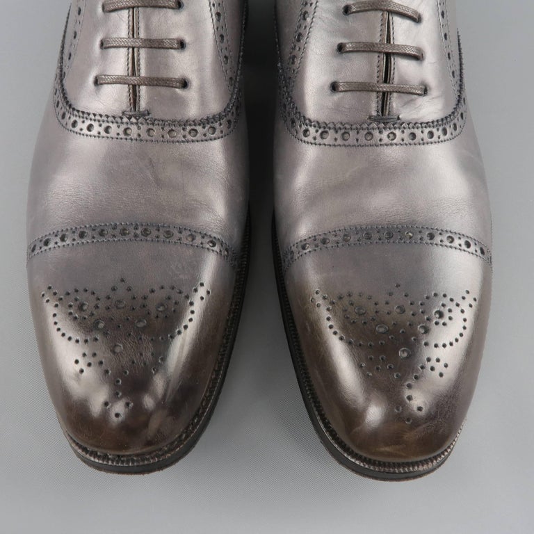 TOM FORD Shoes - Leather, Gray, Black, Dress, Edgar Medallion at 1stDibs
