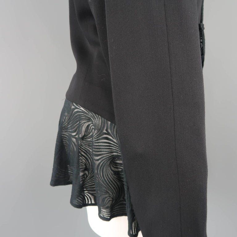 Matsuda Black Embroidered Lapel Moire Burnout Peplum Jacket For Sale at ...