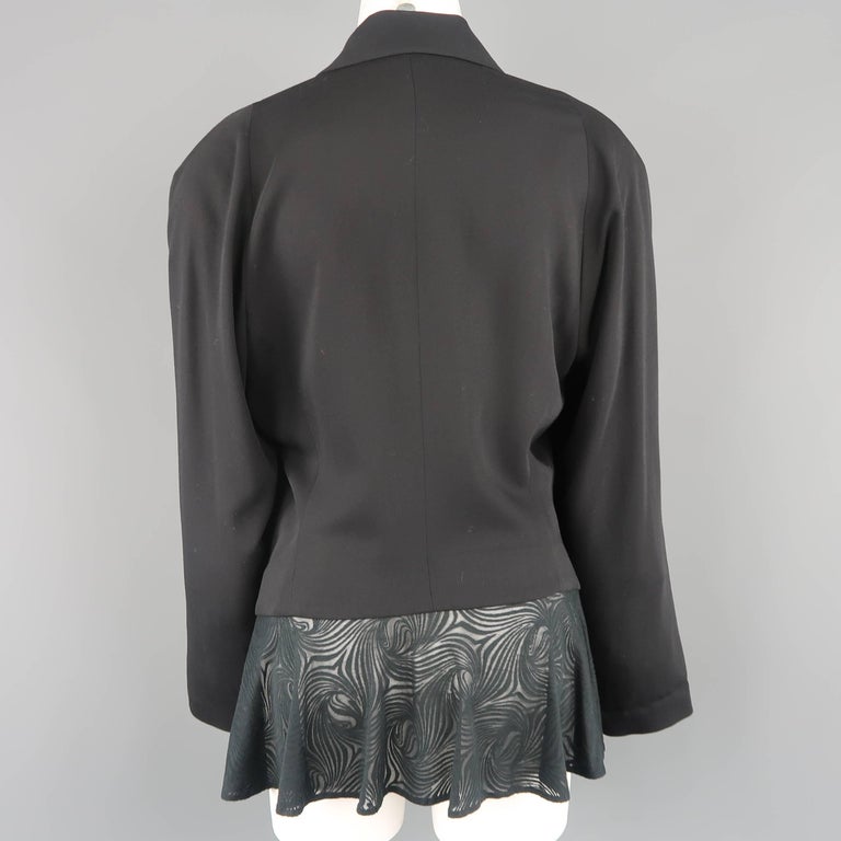 Matsuda Black Embroidered Lapel Moire Burnout Peplum Jacket For Sale at ...