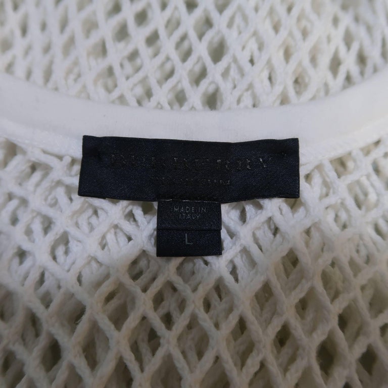 Burberry Prorsum White Fishnet Mesh Cotton Tank Top at 1stDibs | white ...