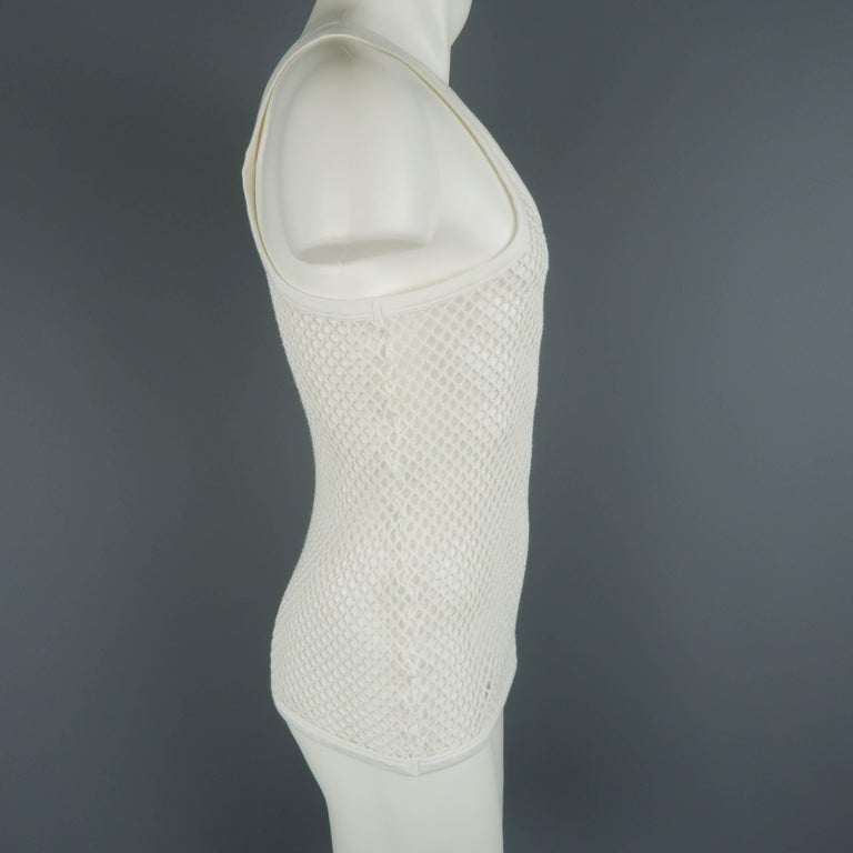 Burberry Prorsum White Fishnet Mesh Cotton Tank Top at 1stDibs | white ...