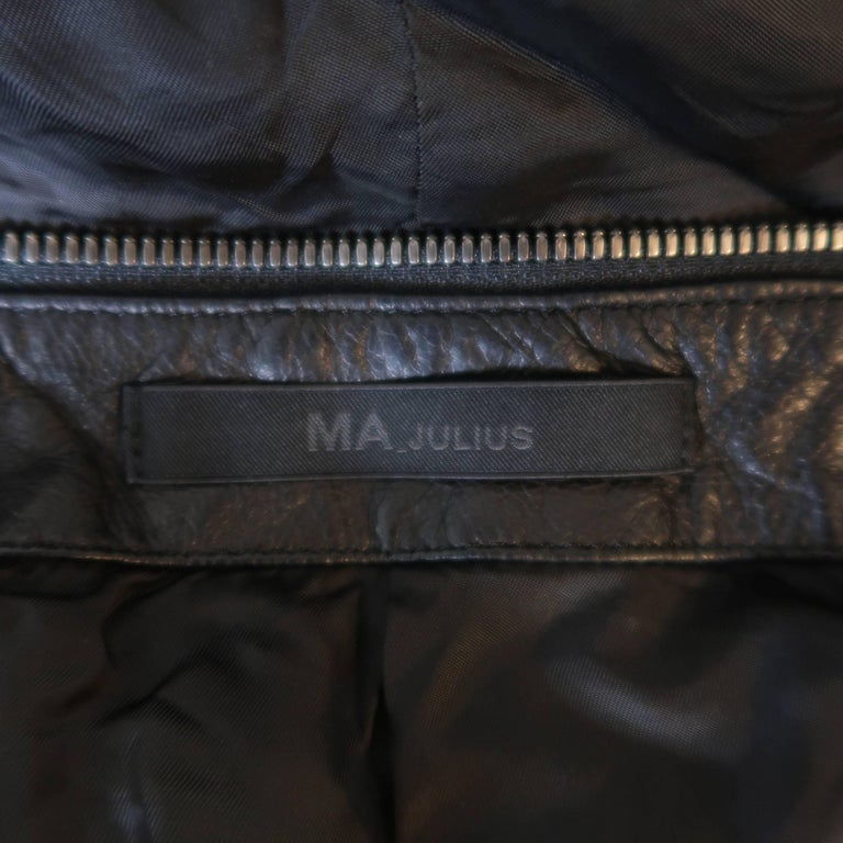 Ma Julius Black Lamb Skin Leather Draped Collar Vest at 1stDibs