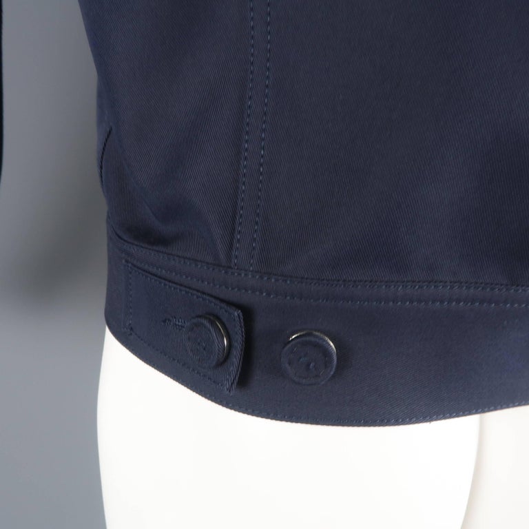 CALVIN KLEIN COLLECTION M Navy Hidden Placket Trucker Jacket For Sale ...