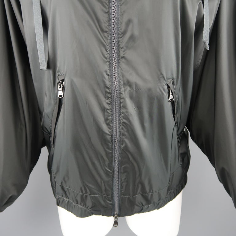 RLX by RALPH LAUREN Size S Gray Nylon Hooded Batwing Sleeve Jacket at ...