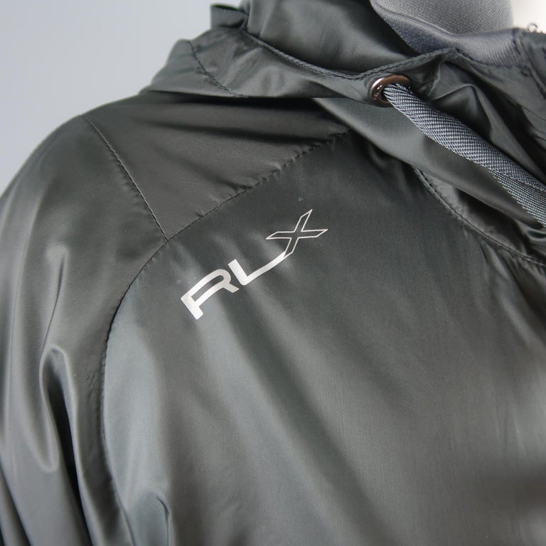 RLX by RALPH LAUREN Size S Gray Nylon Hooded Batwing Sleeve Jacket at ...