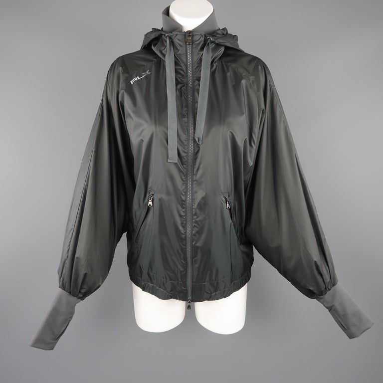 RLX by RALPH LAUREN Size S Gray Nylon Hooded Batwing Sleeve Jacket at ...
