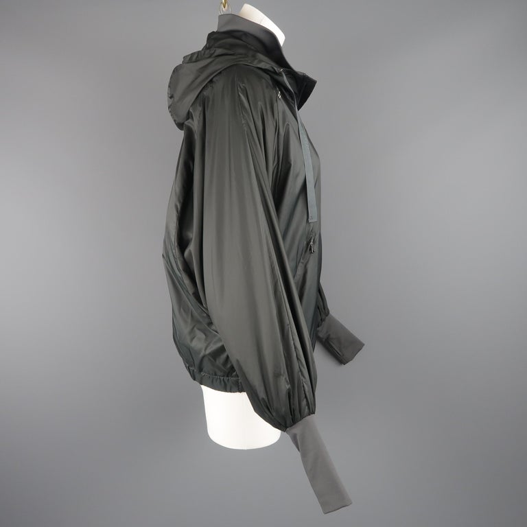 RLX by RALPH LAUREN Size S Gray Nylon Hooded Batwing Sleeve Jacket at ...