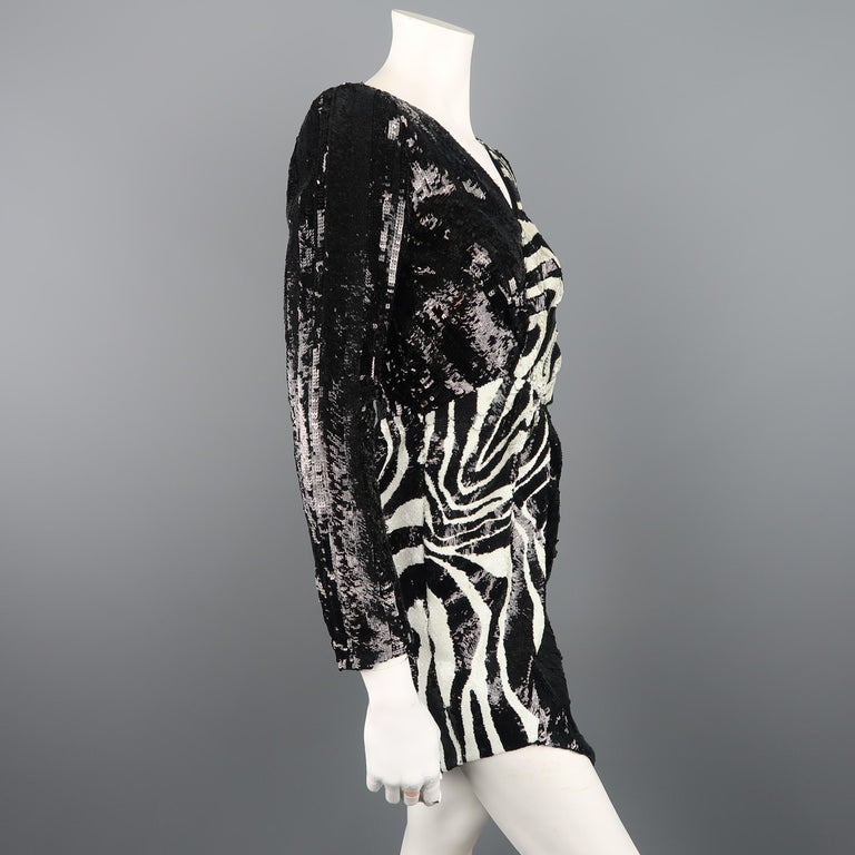Saint Laurent Black Zebra Print Sequin Cocktail Dress, Fall 2015 ...
