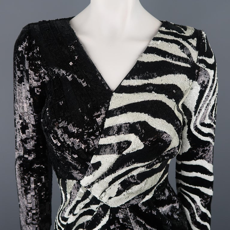 Saint Laurent Black Zebra Print Sequin Cocktail Dress, Fall 2015 ...