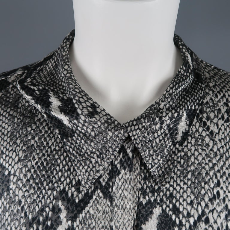 GUCCI Size 10 Grey Python Print Rayon Asymmetrical Collar SS 2000 ...
