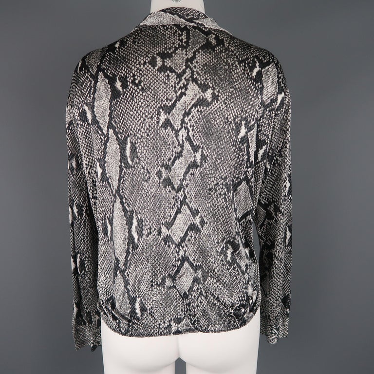 GUCCI Size 10 Grey Python Print Rayon Asymmetrical Collar SS 2000 ...