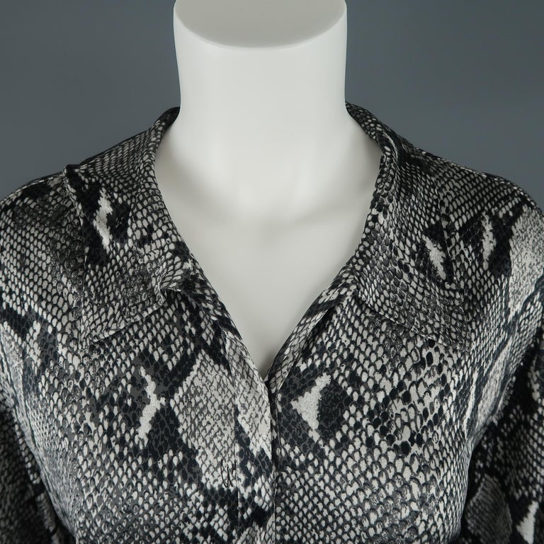 GUCCI Size 10 Grey Python Print Rayon Asymmetrical Collar SS 2000 ...