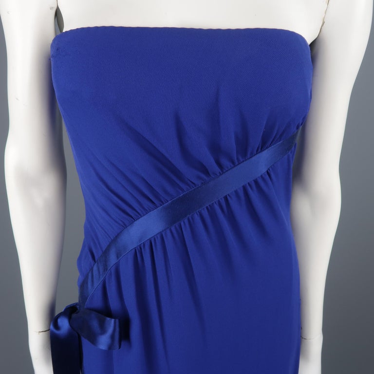 Valentino Royal Blue Strapless Bustier Gown w/ Beaded Bolero / Dress at ...